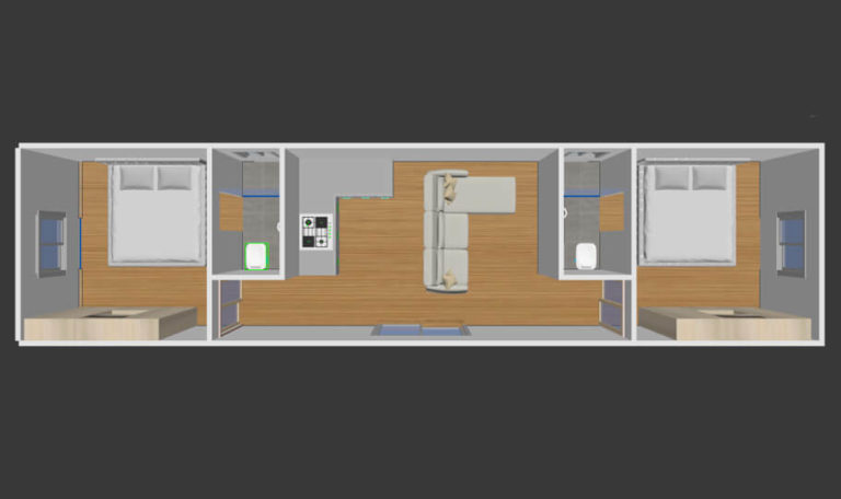 One King – 2BT2BK 40 Foot Container Transportable Home - Spark Homes